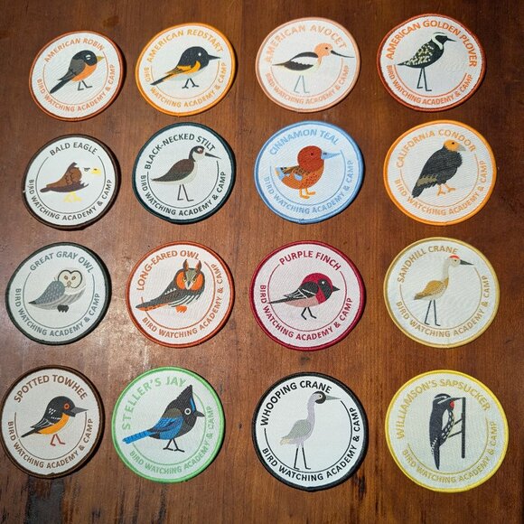 Art | Bird Watching Academy Camp Patches Embroidered Colorful Bird ...